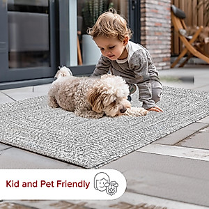nuLOOM Braided Indoor/Outdoor Area Rug, 4' Round, Wynn Salt And Pepper