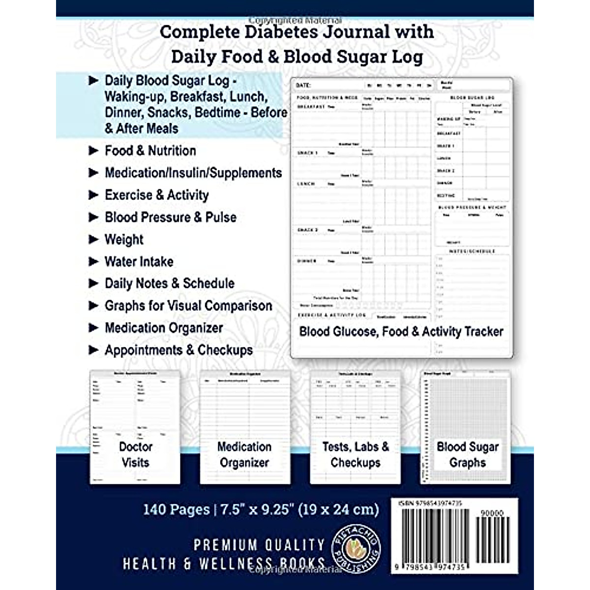 Complete Diabetes Journal with Food & Blood Sugar Log: Daily Blood Glucose Monitoring at Each Meal(Before/After) with Food, Nutrition, Medication/Insulin, Exercise, Activity Tracking & More