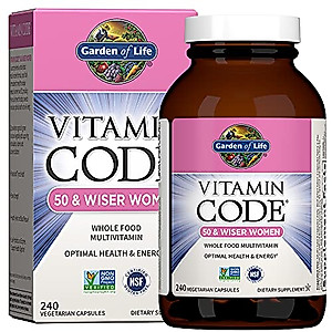 Garden of Life Multivitamin for Women 50 & Over, Vitamin Code Women 50 & Wiser Multi - 240 Capsules with Vitamins A, B, C, D3, E & K, CoQ10, Probiotics & Enzymes
