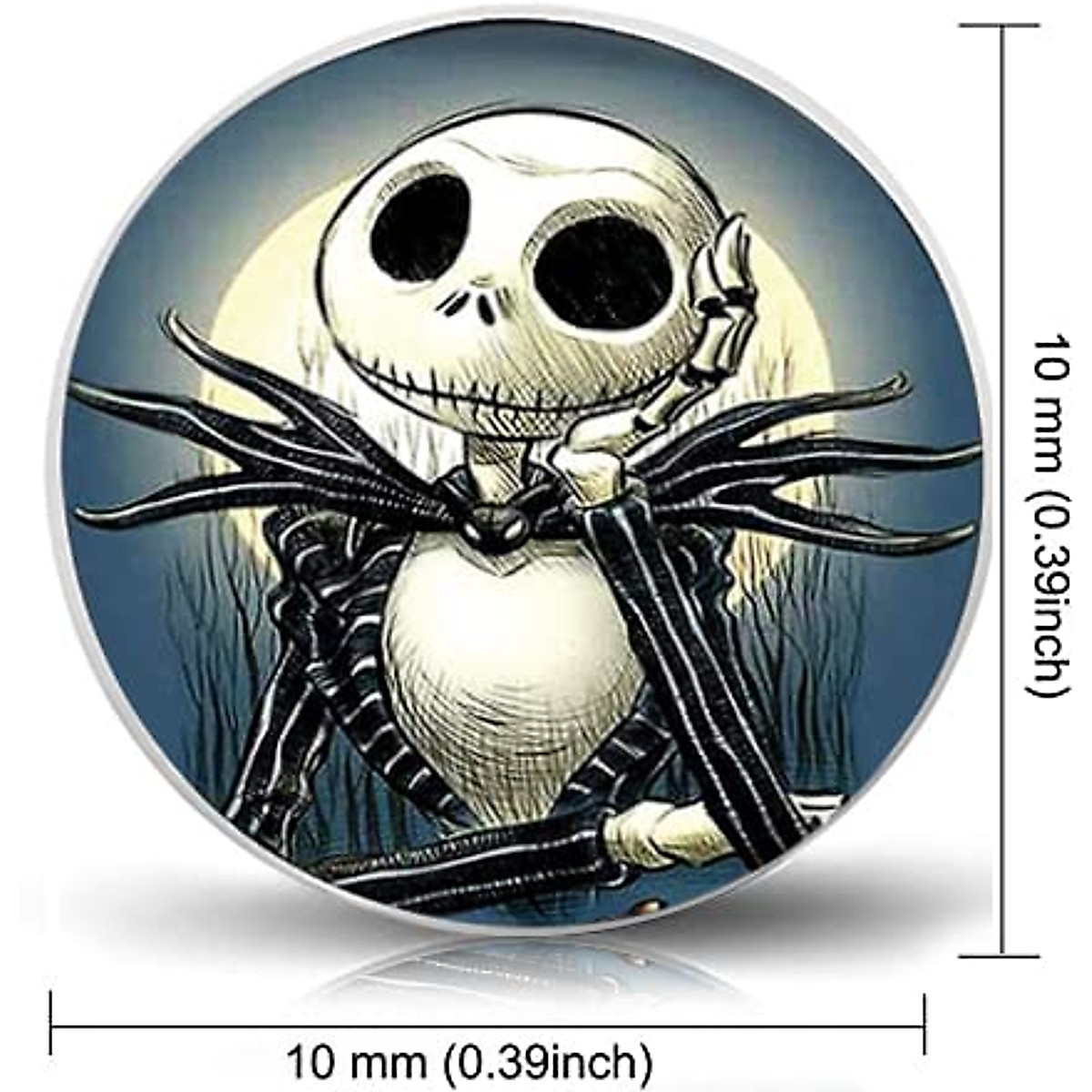 SIISPRI 316L Surgical Stainless Steel Halloween Jack Skellington Round Circle Button Stud Post Earrings 10MM (black-blue)
