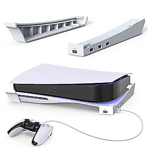 Geekria Horizontal Stand Compatible with PS5 Console with 4-Port USB Hub,PS5 Accessories Base Holder Compatible with Playstation 5 Digital & Disc Editions,1 USB 2.0 Data Port & 3 Charging Port