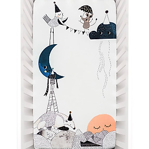 Rookie Humans 100% Cotton Sateen Fitted Crib Sheet: The Moon’s Birthday. Modern Nursery, Use as a Photo Background for Your Baby Pictures. Standard Crib Size (52 x 28 inches) (Standard Cotton Sateen)