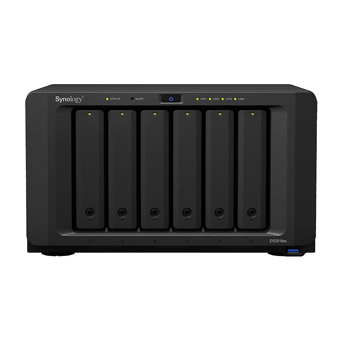 Synology DiskStation DS3018xs Tower NAS Server, Intel Pentium D1508 Dual-Core, 32GB DDR4, 4TB SSD, 32TB SATA HDD, DSM Software