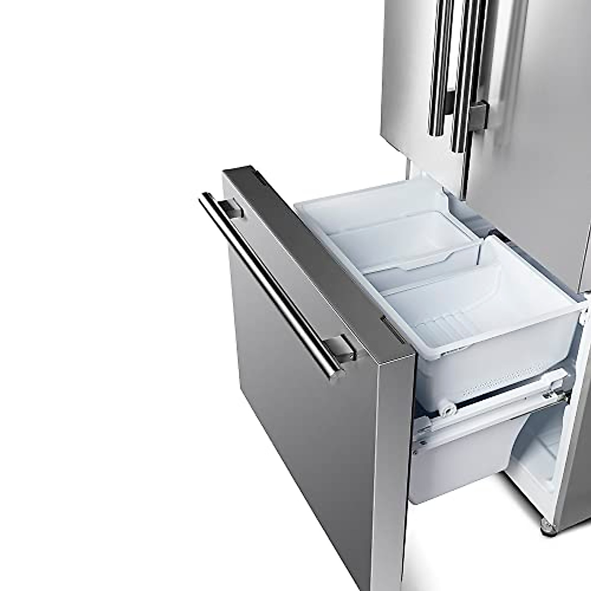 Forno 30" Inch w. French Door Refrigerator with Bottom Freezer and 17.5Cu. Ft. Total Capacity - Stainless Steel No Frost Fridge with Adjustable Glass Shelves and Child Safety Lock