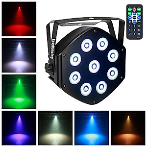 EasyDancing Theatrical Stage Lighting Apparatus Par Light RGBW 9x10W LED Uplighting 8 Channels with Remote DMX for Wedding Event Party Festival DJ Church (4pcs)