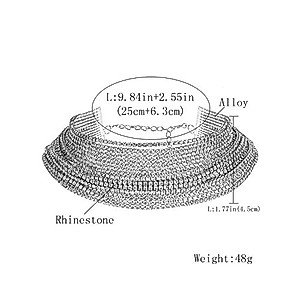 Nicute Layered Rhinestone Choker Sparkly Crystal Necklace Diamond Statement Necklace Jewelry for Women (Silver)