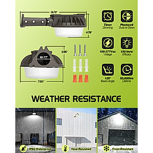 AULACE Barn Lights Outdoor 80W 60W 40W Adjustable, 3000K 4000K 5000K Changeable LED Barn Light with Timed Dimming, 12000LM Dusk to Dawn Outdoor Light with Photocell, Barn Light for Security/Sreet/Yard