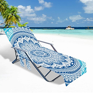 Jienono Beach Chair Cover, Microfiber, Quick-Drying, Side Pockets, Elastic Straps, Multiple Colors Available