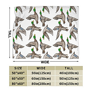 Cute Mallard Ducks Blanket,Duck Print Gifts for Kids Ducks Lover,Soft Flannel Throws Lightweight Fluffy Decorative Quilt for Bed Sofa Couch Room Decoration 50 in x 40 in Small for Kids