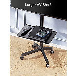 PERLESMITH Mobile TV Cart with Wheels for 23-60 Inch LCD LED OLED Flat Curved Screen Outdoor TVs Height Adjustable Shelf Floor Stand Holds up to 55lbs Monitor TV Holder with Tray Max VESA 400x400mm
