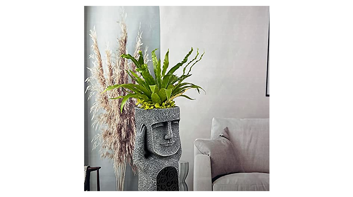 Funny Moai Solar Planter & Light: Unique Garden Decor