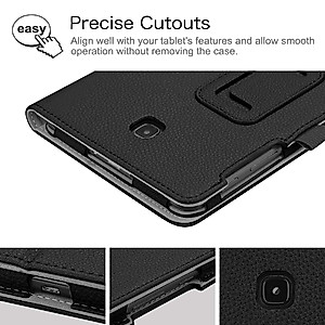 Fintie Folio Case for Samsung Galaxy Tab A 8.0 2018 Model SM-T387, Slim Fit Premium Vegan Leather Stand Cover, Black