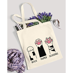 AUSVKAI Canvas Tote Bag Aesthetic for Women, Cute Cat Reusable Cloth Cotton Bags for Shopping college Beach Trendy Gifts