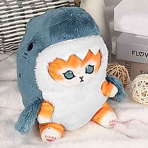 Generic 8'' Cute Shark Cat Plush Toy Soft Shark Cat Stuffed Animal Plushies Toy Figure Doll Pillow Birthday for Kids