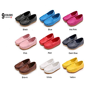 LONSOEN Toddler/Little Kid Boys Girls Soft Synthetic Leather Loafer Slip-On Boat-Dress Shoes/Sneakers,White,SHF103 CN30