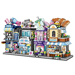 MEIEST Mini City Shop Street View Building Blocks Model Set,Creative DIY Simulation Architecture Collection Particle Construction Building Bricks Toy for Kids Adult Home Decor (Bakery)
