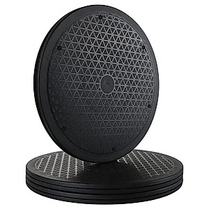 Pack of 3, 12 Inch Lazy Susan Turntable Organizer, Non Skid Heavy Duty Rotating Swivel Steel Ball Bearings, Holds up to 80 lbs, Black Plastic Turn Table - Used for Cabinets, Monitor, TV, etc