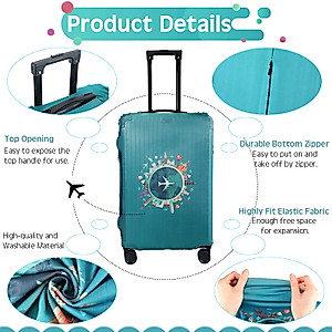 Sherr 3 Pieces Travel Luggage Cover Suitcase Protector Anti Scratch Suitcase Washable Baggage Covers(Travel Theme,S/Medium/L)