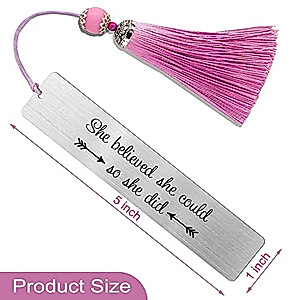 YUWANTR She Believe She Could So She Did Funny Metal Bookmark Book Lover Gifts for Woman Man Teens Students Friends Bookworm Readers Teacher's Inspirational Graduation Gifts