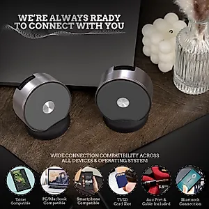 Long Run Technologies Stereo Bluetooth Speakers - Wireless Computer Speaker for Desktop Laptop PC for Boys & Girls Sister Brother Mom & Dad - Bluetooth Stereo Speakers Home Theater Gaming Rose Gold