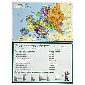 Painless Learning Educational Workbook Eight Geography Full Color Detailed Laminated Maps USA,World,Canada,Mexico,South America,Europe,Africa and Asia