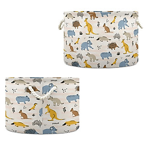 Australia-wild-animals-seamless-pattern Large Storage Basket for Toys Storage Bin Box Kids Laundry Hamper for Nursery Clothes, Toys, Books, Home Decor