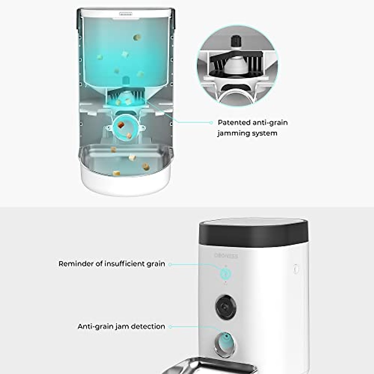 DOGNESS Automatic WiFi Dog/Cat Smart Camera Feeder - 6.5Lbs Large Capacity App Control Food Dispenser with WiFi, Portion Control, Voice Recording, Camera, Timer Programmable (4L White)