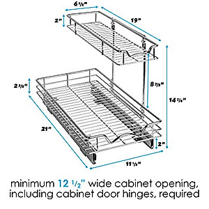 Richards Under Sink Pull-Out Sliding Shelf Organizer for Kitchen Heavy Duty with 5 Year Warranty, 11.5”W x 21”D x 14.5”H, Requires at Least 12.5” W Cabinet Opening-Chrome