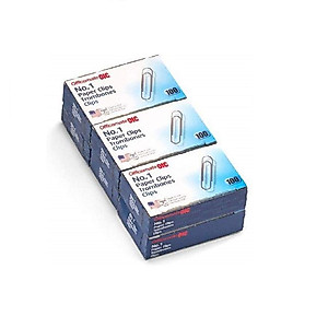 Officemate No.1 Smooth Paper Clips, Pack of 6 Boxes of 100 Clips Each, 600 Clips Total (99911-6PK)