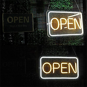 YOYAL Open Letter Neon Sign Led Modeling Light Luminous Letters Signboard Acrylic Panel Neon Decorative Light, 41x23cm