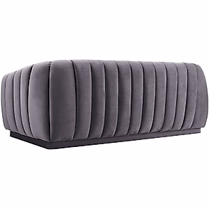 TOV Furniture Arno Collection Velvet Livingroom Sofa, Grey