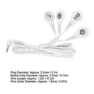 Sonew 10pcs DC 2.5mm 4 Button Electrode Wire Cable, Compatible Wires for Digital TENS Massage Machine