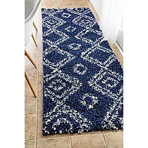 nuLOOM Iola Geometric Shag Area Rug, 8x10, Blue