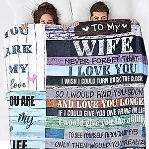 Tapesb to My Wife Blanket Anniversary Romantic Gifts for Wife Birthday Gift from Husband for Wives Throw Blanket with Pillow Covers Valentine Day Blanket Gifts