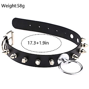 ACEDRE Fashion Women Men Cool Punk Goth Metal Spike Studded Link Leather Collar Choker Necklace