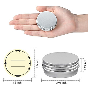 TUZAZO 24Pack 1 Oz Aluminum Tin Cans with Screw Lid and Labels, Refillable Travel Sized Cosmetic Containers Small Tins for Salves, Lotion Bars, Beard Balms, Candles