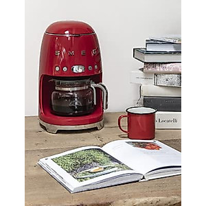 Smeg 50's Retro Drip Coffee Maker with Extra Glass Carafe, Red