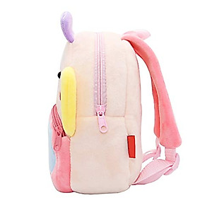 Ladyzone Toddler Backpack Zoo Animals Backpacks Cute Plush Bag Cartoon 10" Preschool Book Bag For 1-6 Years Girls Boys (Butterfly)