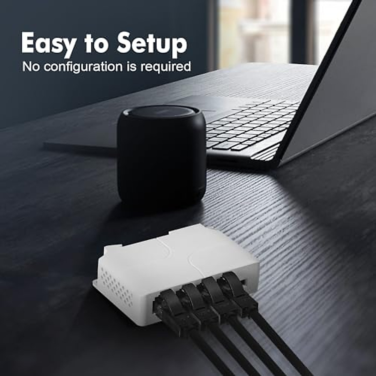 PoE Passthrough Switch, 1 PoE in 3 PoE Out Extender, IEEE802.3af/at PoE Powered, 100Mbps Ethernet, din-Rail & Wall Mount