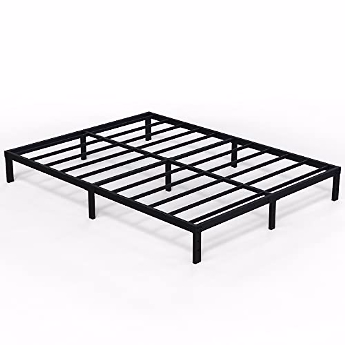 EMODA Queen Bed Frame No Box Spring Needed 10 Inch Heavy Duty Metal Platform BedFrame Queen Size with Steal Slats, Easy Assembly, Black
