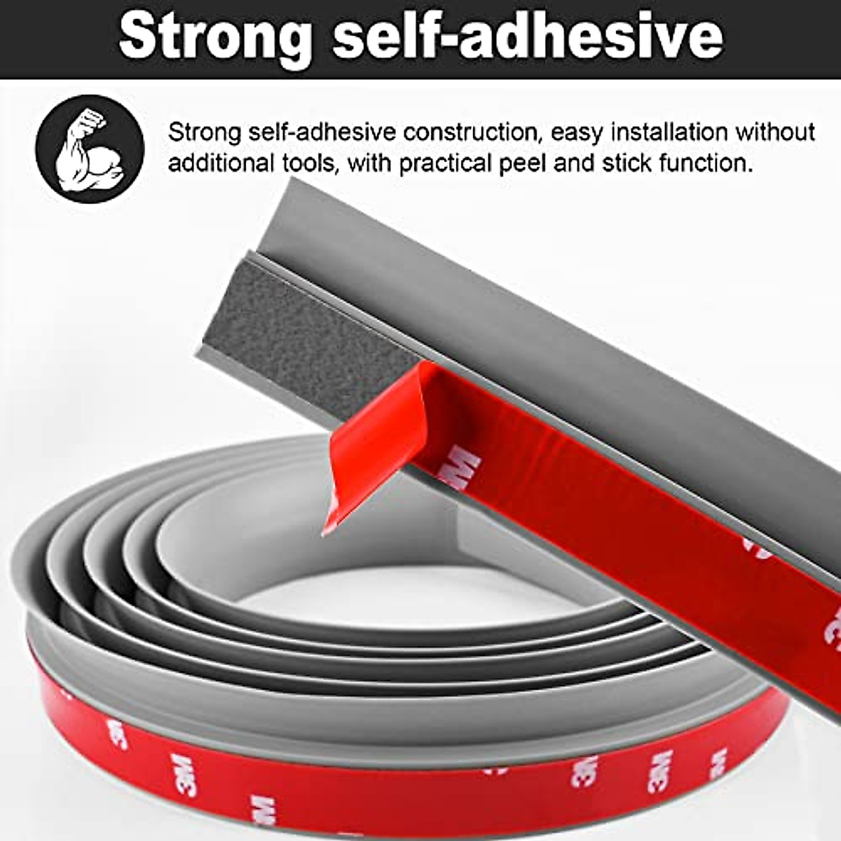 10Ft Carpet Floor Transition Strip, Self Adhesive Floor Edging Trim Strip, PVC Threshold Cover for Doorway, Floor Divider Strip Suitable for Threshold Transitions with a Height Less Than 5 mm - Gray