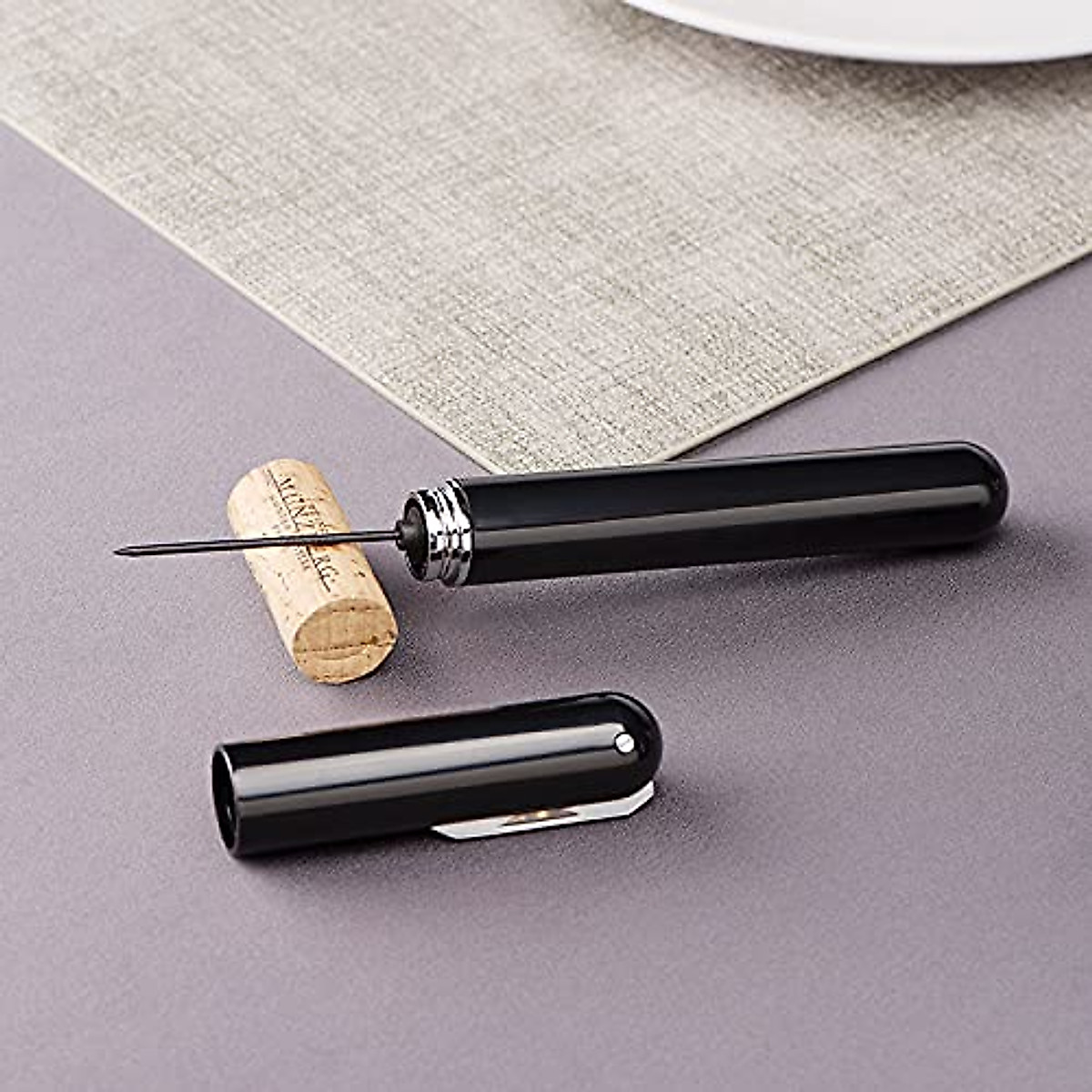 IPEROT Wine Opener, Air Pressure Wine Corkscrew With Cutting Wine Bottle Foil Knife, Is A Fun Won't Break Cork Easy Open Wine Bottle Opener (Black)