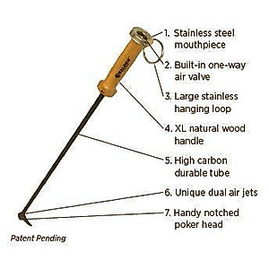 Walden Backyards Fire Pit Stoker Poker® L 33" - High Temperature Heavy Duty Steel Blow Through Airflow Valve Firepit Stoker Tool for Outdoor Pits and Campfire - Long Fire-Poker 33"