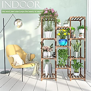 Veakoo Plant Stand Indoor Outdoor,11 Tiered Tall Wood Flower Stands Large Plant Shelf Multiple Garden Shelves Window Display Holder Rack for Corner Balcony Patio Living Room Bedroom with 3 Free Tool Visit the Veakoo Store