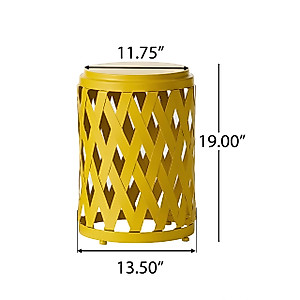 Christopher Knight Home Selen Outdoor 12" Diameter Iron Side Table, Matte Yellow