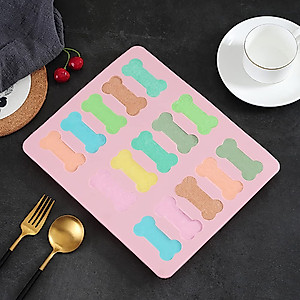 1 Pcs Dog Birthday Silicone Bone Shape Molds, 15-Cavity, Reusable Ice Candy Fudge Jelly Chocolate Cookies Trays DIY Baking Tools, Safe for Home Kitchen Party Supplies - Pink