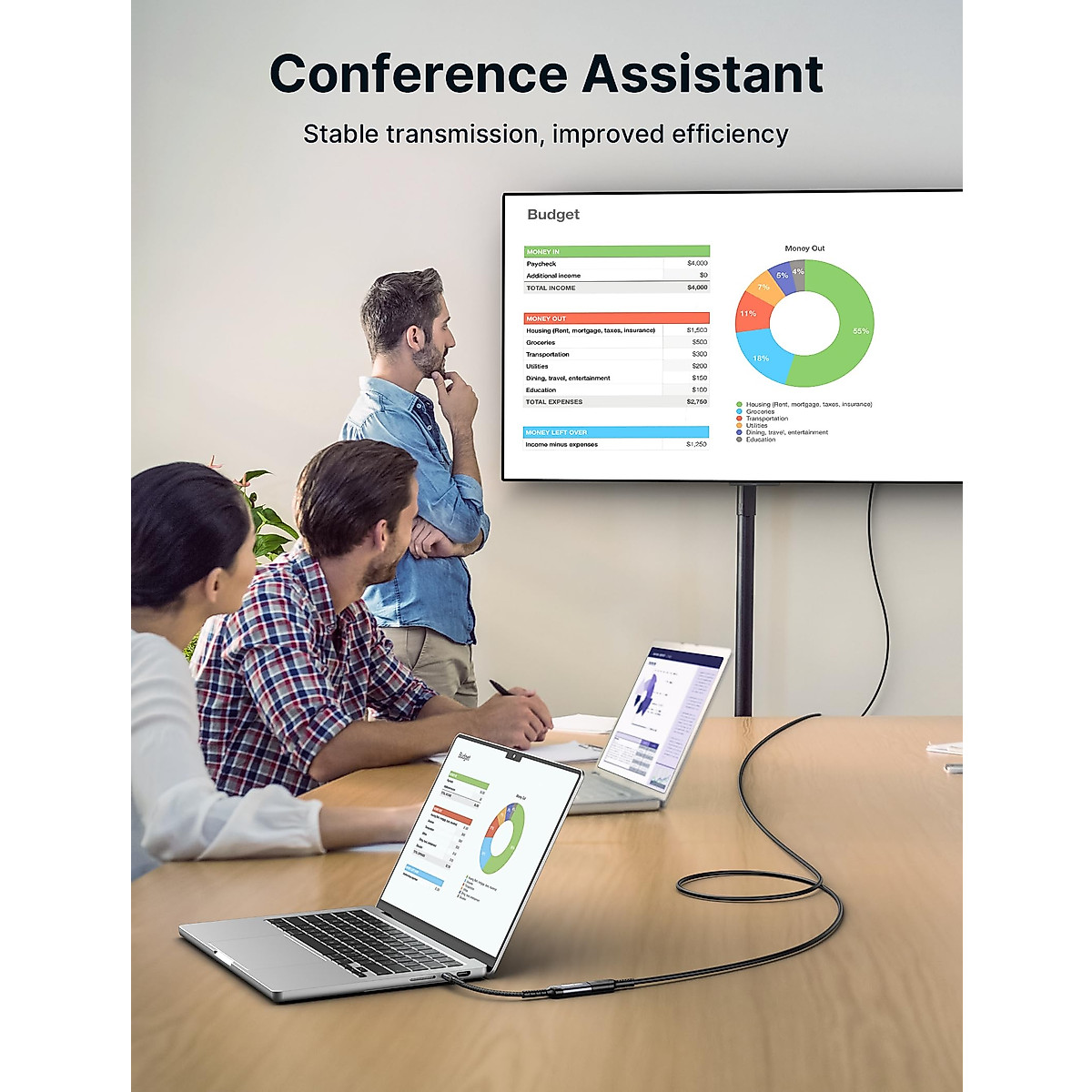 JSAUX USB C to HDMI Adapter, 4K USB Type-C to HDMI Female Adapter [Thunderbolt 3 Compatible] for iPhone 15 Pro, MacBook Pro/Air, Surface, Samsung Galaxy S21 S20 Ultra S10 S9 S8, Dell XPS 15-Grey