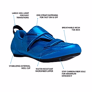 SHIMANO SH-TR901 Pro Triathlon Racing Shoe Dedicated to Speed and Efficiency, Blue, 46.5