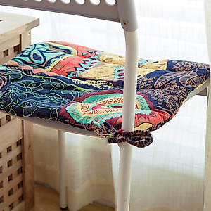 Gardening Spring Exotic Style Thin Dining Chair Pads 16'' x 16'' Cotton Linen Breathable Decorative Cushion (2 Count (1 Pack), Yellow)