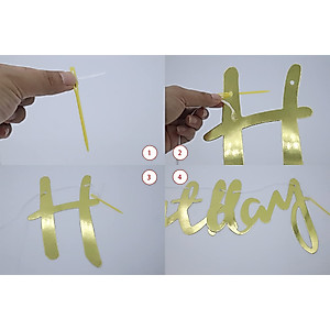 Gold Happy Birthday Banner - Birthday Party Decorations - Birthday Decoration Party Supplies for Girls Boys Kids and Adults